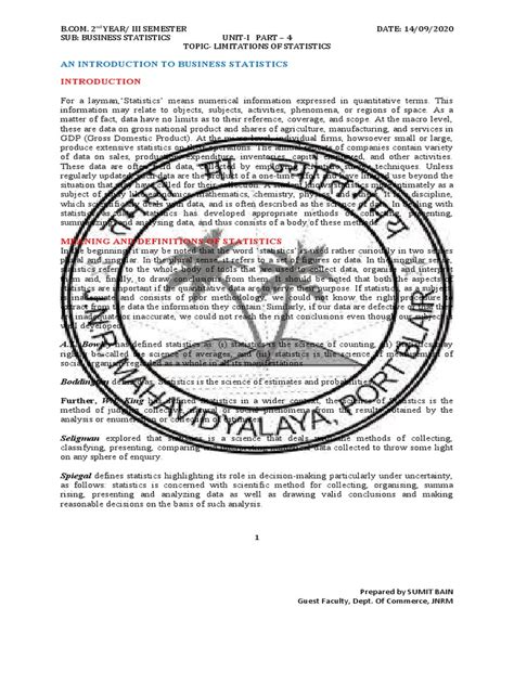 Business Statistics Unit 1 Pdf Statistics Statistical Inference