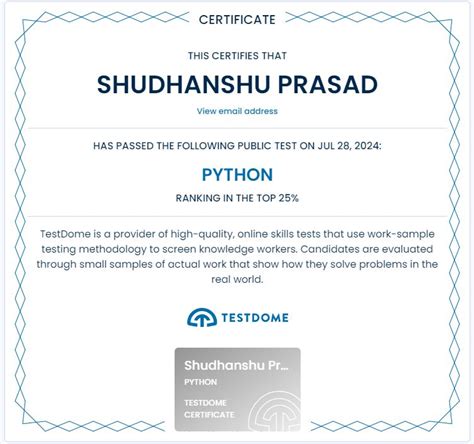 shudhanshu prasad on linkedin python certification programming continuouslearning techskills