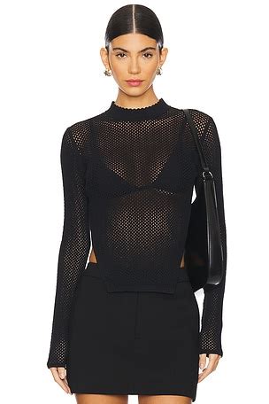 Black Sheer Long Sleeve Tops Mesh See Through Revolve
