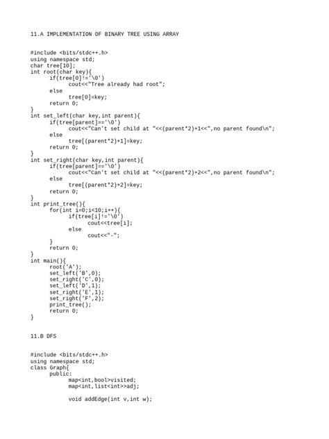 Implement Binary Tree Using Array And Dfs Pdf
