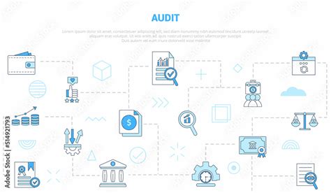 Audit Concept With Icon Set Template Banner With Modern Blue Color Style Stock Vector Adobe Stock