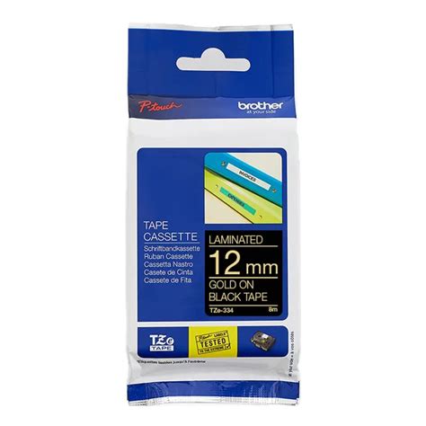 Brother Tze Laminated Tape Gold On Black Mm