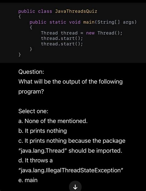 Solved Public Class Javathreadsquiz Public Static Void