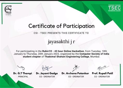 Jayasakthi J R On Linkedin Participation Hackathon2022 Engineering