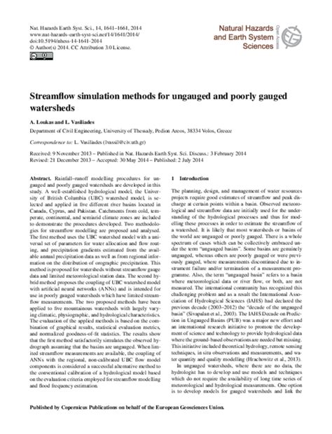 Pdf Streamflow Simulation Methods For Ungauged And Poorly Gauged Watersheds