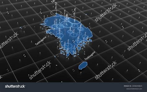 대한민국 블루 맵 빅 데이터 시각화 스톡 일러스트 2458250823 Shutterstock