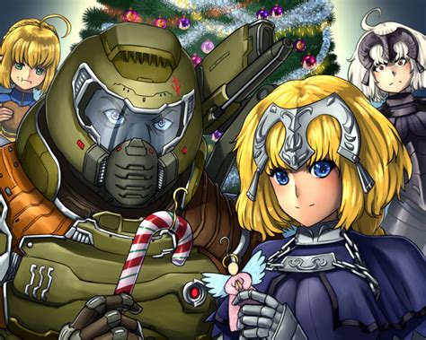 Safebooru 1boy 3girls Ahoge Artoria Pendragon Fate Bauble Blonde