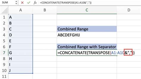 Concatenate Combining Cell Ranges In Excel Myexcelonline