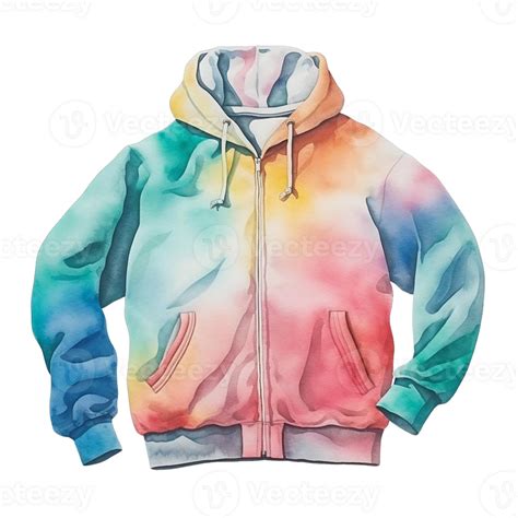A Colorful Tie Dye Hoodie With A Zipper Closure And Pockets The Hoodie