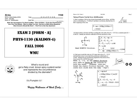 Exam 2 Questions With Solutions General Physics I Phys 1130 Docsity