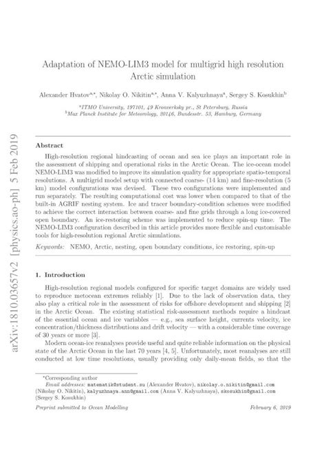 Pdf Adaptation Of Nemo Lim3 Model For Multigrid High · Adaptation Of Nemo Lim3 Model For