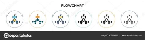 Flowchart Icon Filled Thin Line Outline Stroke Style Vector Illustration Stock Vector Image By
