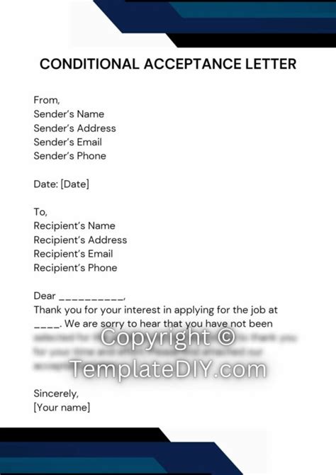 Conditional Acceptance Letter Template Download Pdf And Word