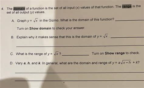 Solved The Domain Of A Function Is The Set Of All Input X