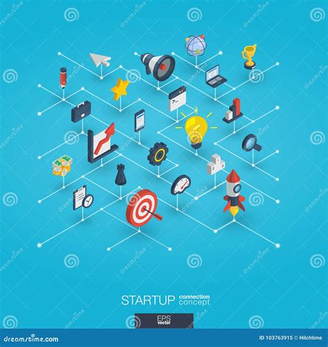 Startup Integrated 3d Web Icons Growth And Progress Concept Stock Vector Illustration Of