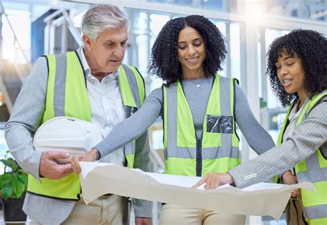 Architecture Blueprint And Construction Team Planning Building Project Strategy And