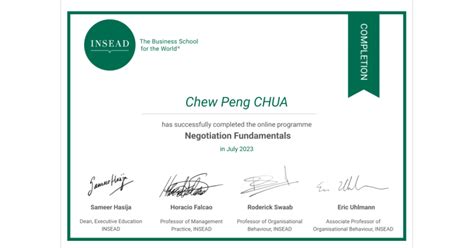 Chew Peng Chua On Linkedin Negotiation Fundamentals • Chew Peng Chua • Insead Open Online