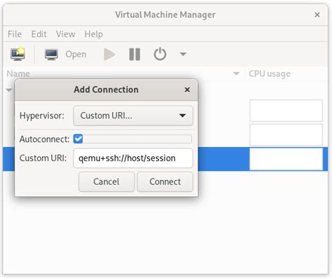 VirtManager Access Remote Service HEV
