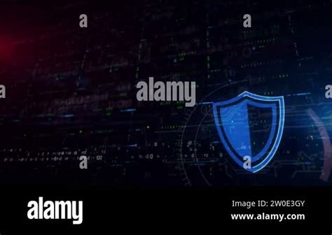Cyber Security And Shield Symbol Lower Thirds Seamless And Loopable Digital Background With