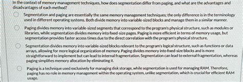 in the context of memory management techniques how does segmentation