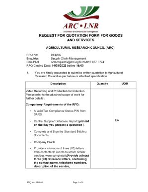 Fillable Online Request For Quotation Form For Goods And Services Fax Email Print PdfFiller