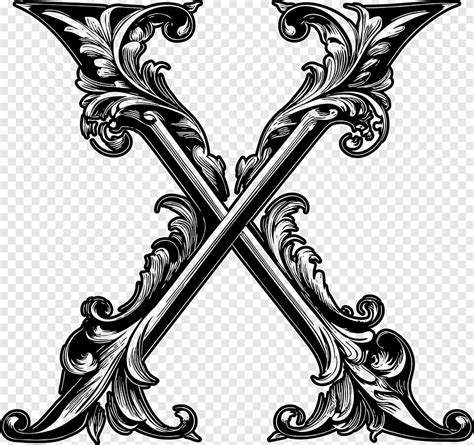 편지 X 알파벳 세례반 영어 본문 인쇄술 장식적인 장식 장식용의 Png Pngegg