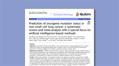 Prediction Of Oncogene Mutation Status In Non Small Cell Lung Cancer A Systematic Review And