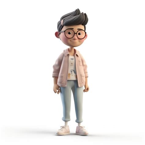 A Graphics 3d Character In Notion Style With A Vibrant Personality And Casual Attire Standing On