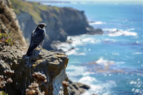 Premium Ai Image A Peregrine Falcon Perched On A Coastal Cliff