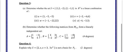 Solved Question A Determine Whether The Set S Chegg Com