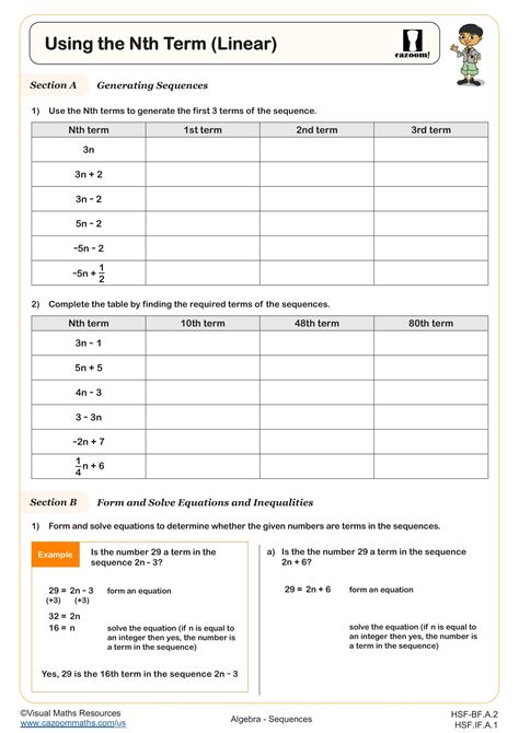 Using The Nth Term Linear Worksheet Fun And Engaging Algebra I And Im 2 Algebra Worksheet