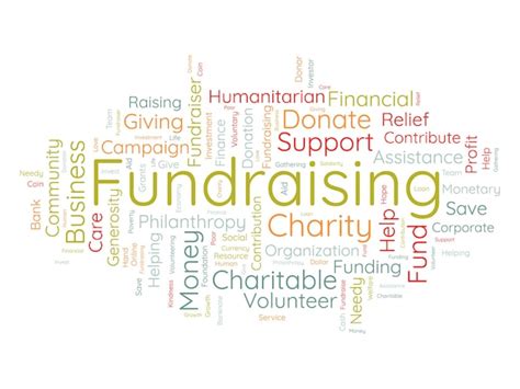 자선 기부 벡터 일러스트의 기금 모금 자선 기금 자선 기부 지원에 대한 단어 구름 배경 개념 프리미엄 벡터
