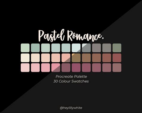 Pastel Romance Procreate Colour Color Palette Procreate Swatches Palette For Ipad Procreate