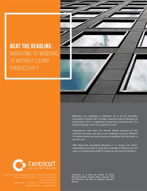 Migrating To Windows 10 Without Losing Productivity Datasheet Centrics IT