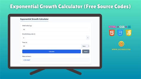 Exponential Growth Calculator Using Html Css And Javascript Free Source Code Jv Codes 2025