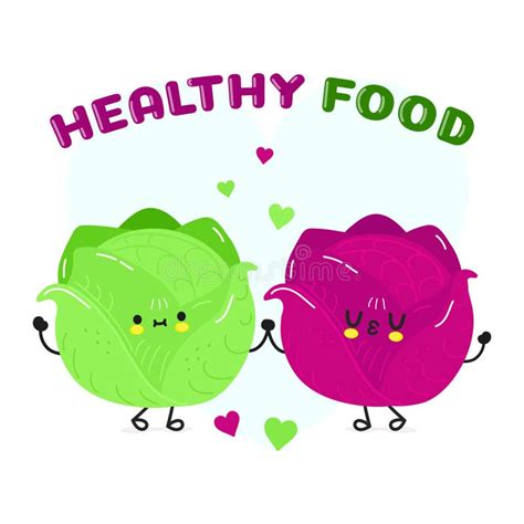 Cabbage And Red Cabbage Card Vector Hand Drawn Doodle Style Cartoon Character Illustration Icon