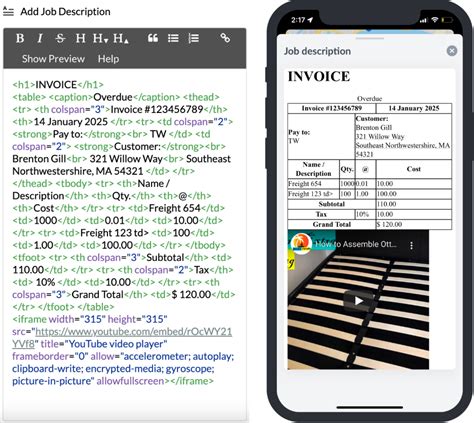 Rich Text Work Orders