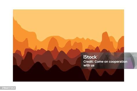 풍경 산 벡터 일러스트 레이 션 의 파노라마 실루엣 모래 모래 언덕 해변 사막 추상 템플릿 베이지 색상의 물결 모양 선의 로고 패턴 로고 템플릿 아이콘 배지 픽토그램 기호