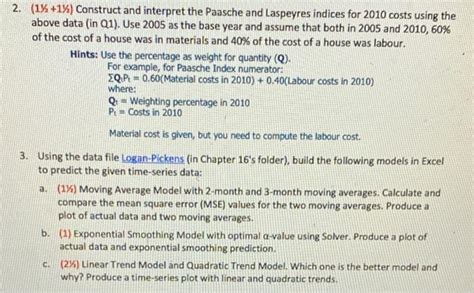 Solved Answer The Following Questions Based On The Data Chegg