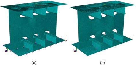 Finite Element Model Of Two Cases A Compression Loading Case And B Download Scientific