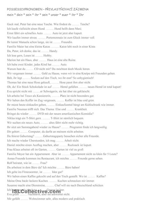 Possessivpronomen Deutsch Arbeitsblatt Carl Winslow Grundschule
