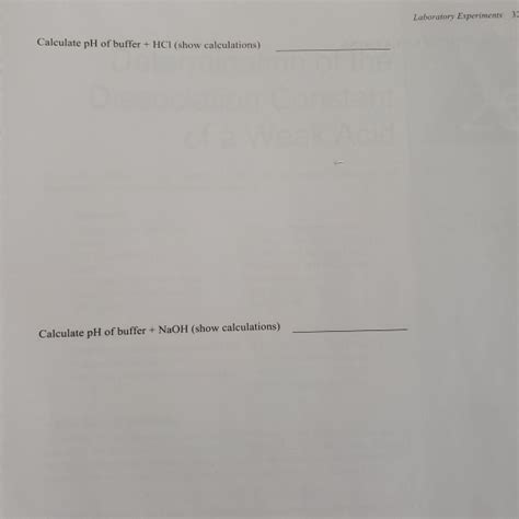 Solved Laboratory Experiments Calculate PH Of Buffer Chegg