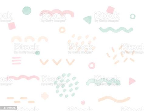 원 삼각형 사각형 및 물결 모양선과 같은 다양한 패턴의 수채화 일러스트레이션 세트입니다 수채화에 대한 스톡 벡터 아트 및 기타 이미지 Istock