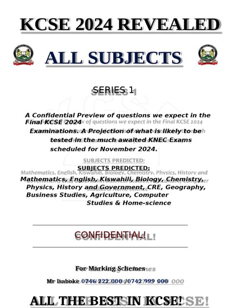 Kcse 2024 Revealed Exams S1 Pdf
