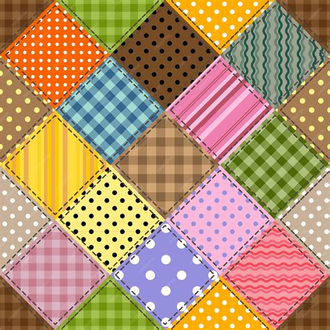 Premium Vector Seamless Vector Background Of Square Pieces Of Patchwork Fabric For Textiles
