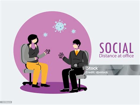 사무실에서 의료 용 얼굴 마스크를 착용하는 비즈니스 남성과 여성 2019년에 대한 스톡 벡터 아트 및 기타 이미지 2019년