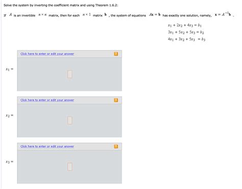 Solved Solve The System By Inverting The Coefficient Matrix