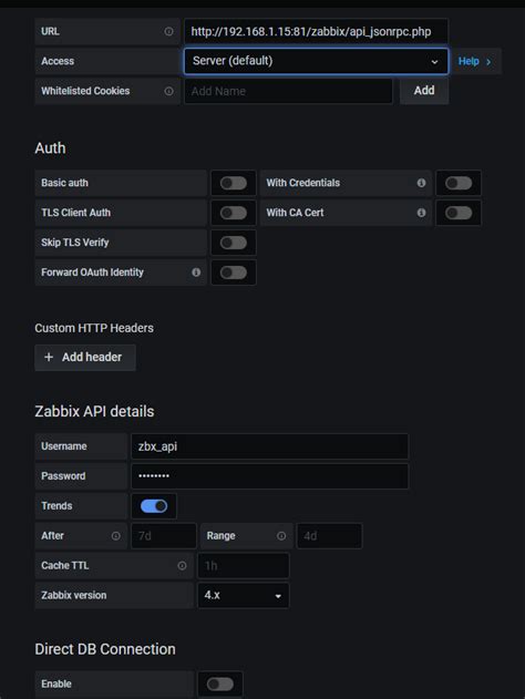 grafana 7 connect to zabbix 5 on raspberry pi 4b could not connect to given url · issue 951
