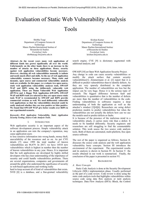Pdf Evaluation Of Static Web Vulnerability Analysis Tools