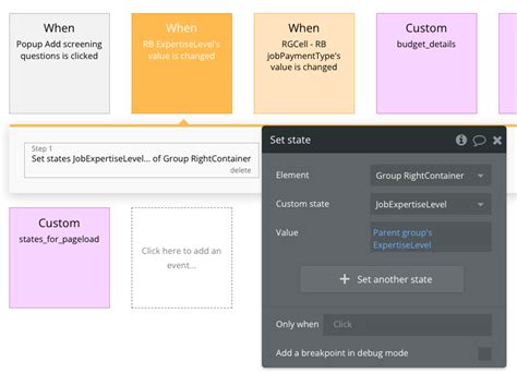 how can i set a custom state based on a which radio button is selected
